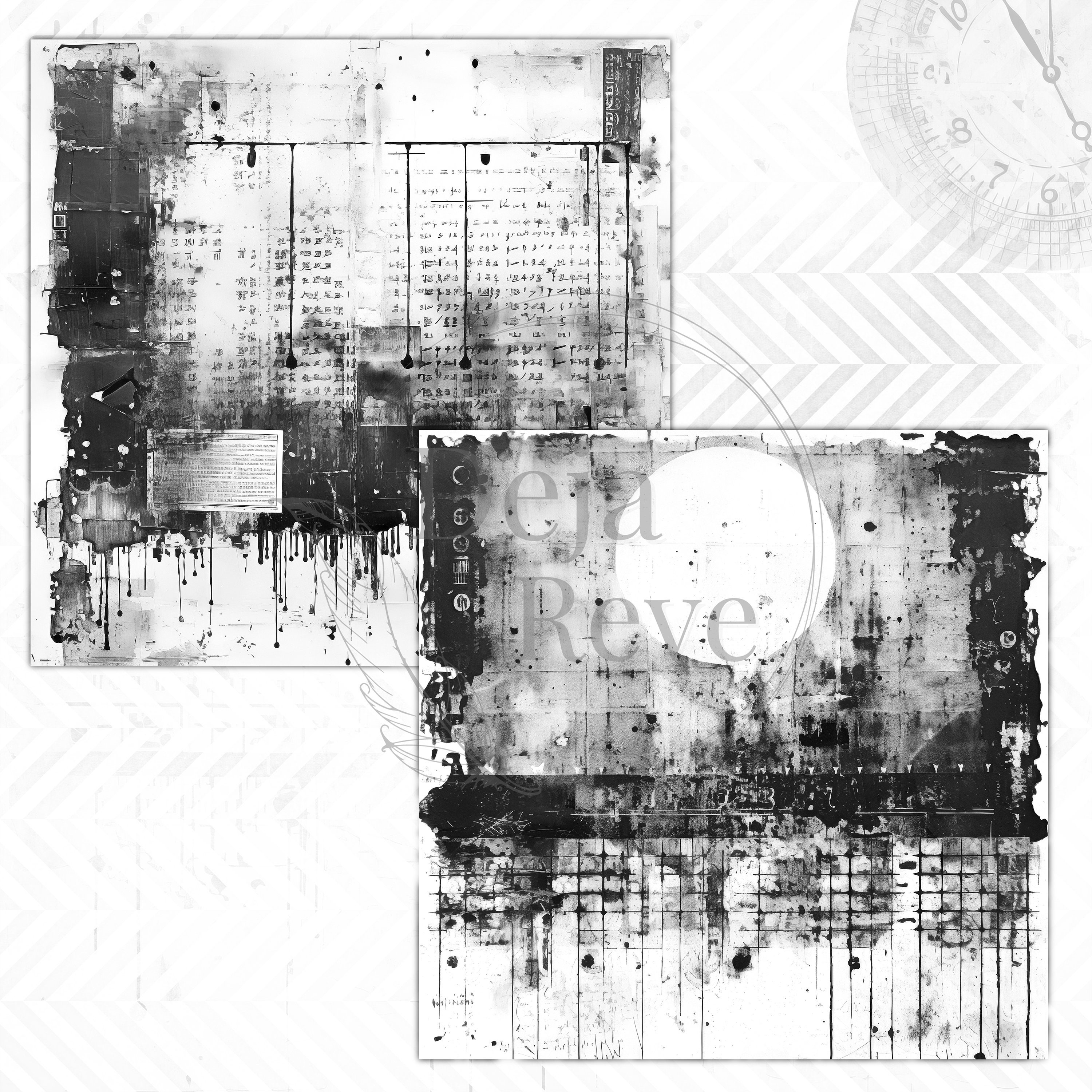 Faded Grunge Papers, Journal Insert, Junk Ephemera, Printable, Digital ...