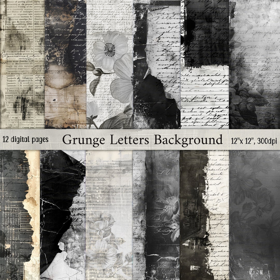 Grunge Letters Background, Journal Insert, Junk Ephemera, Printable ...