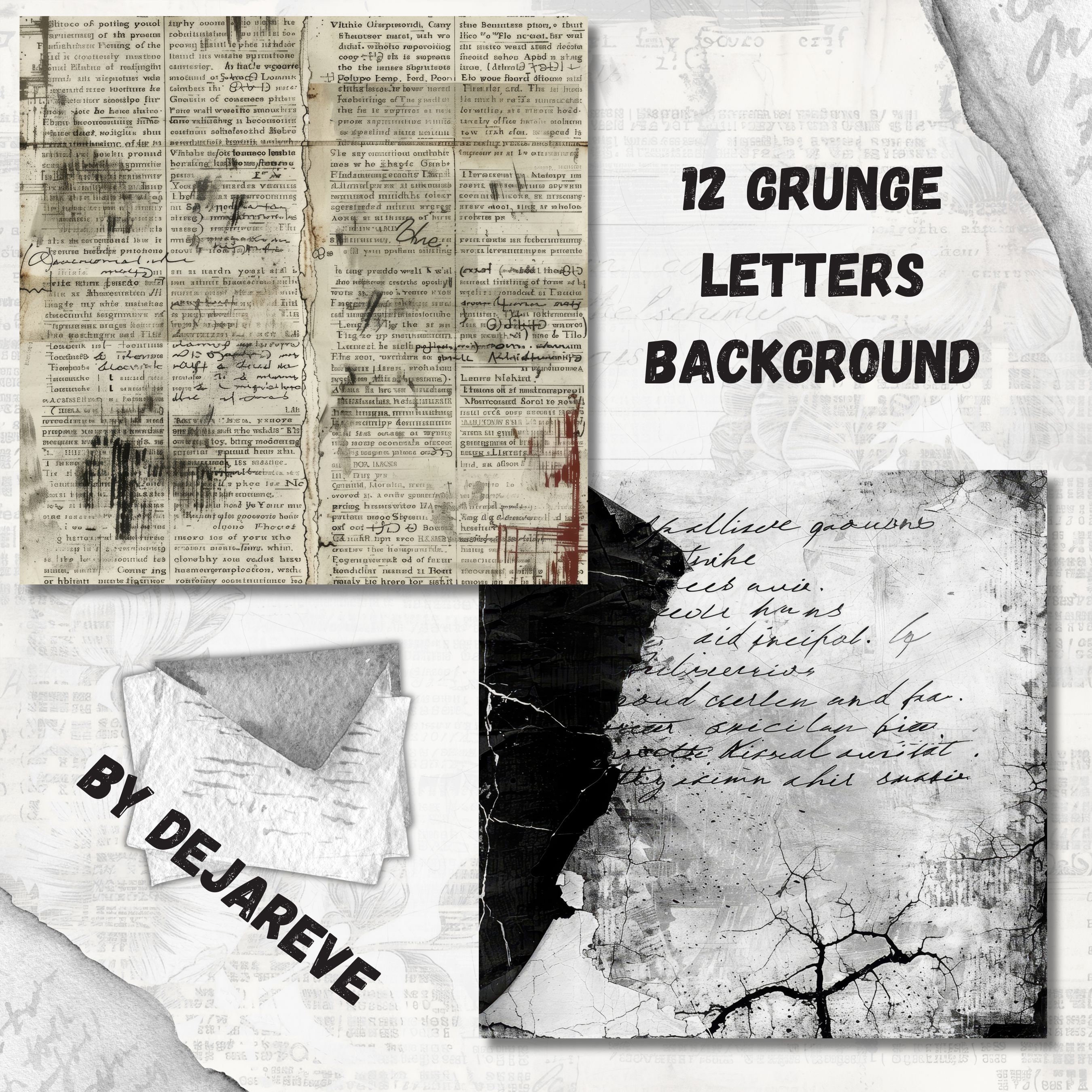 Grunge Letters Background, Journal Insert, Junk Ephemera, Printable ...