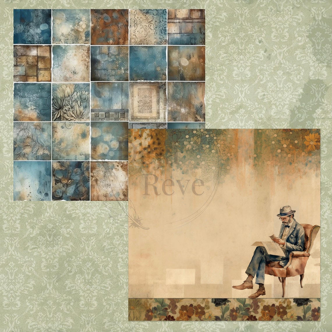 Man's World Scrapbook Pages,grunge Sheets, Old Vintage Scrapbook Pads ...