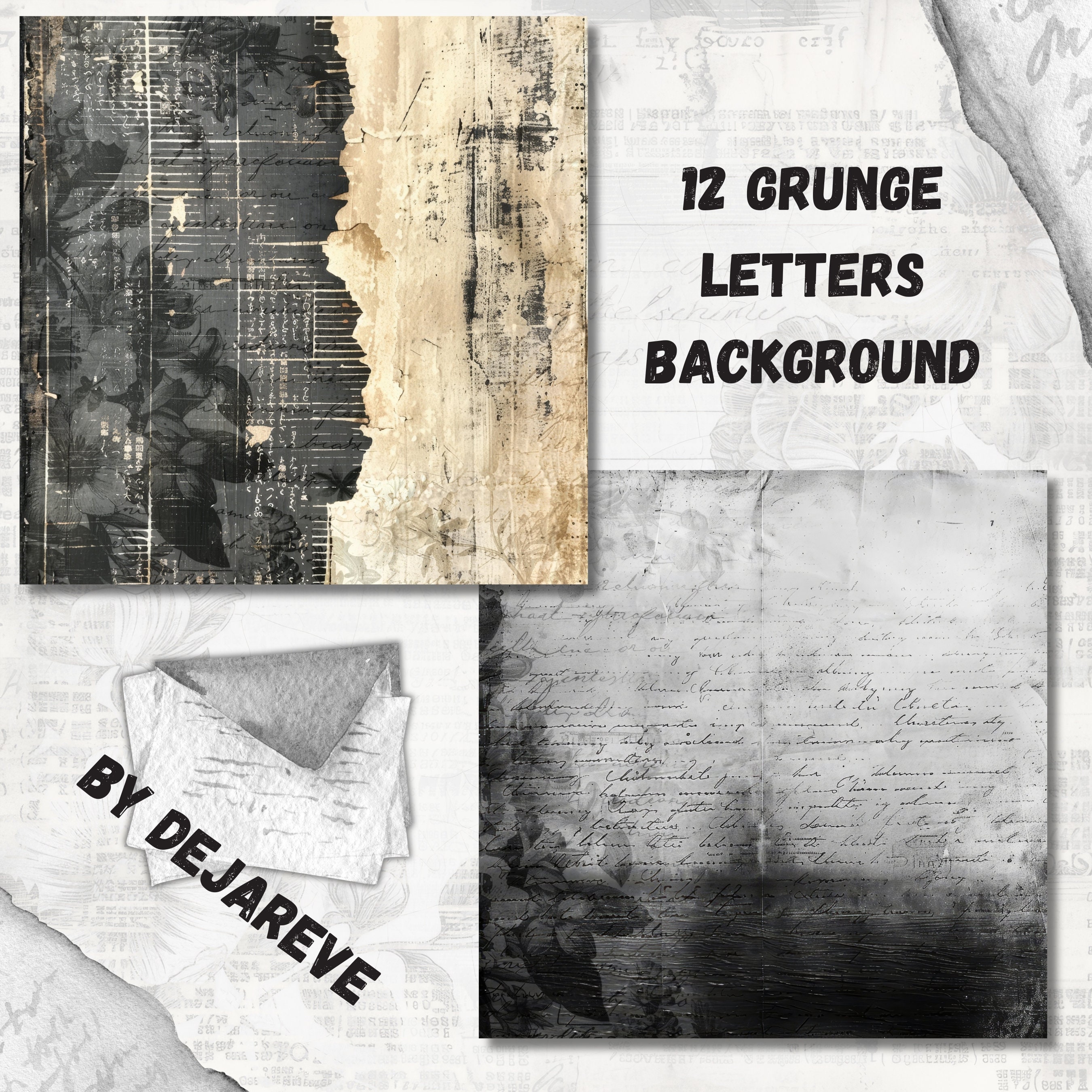 Grunge Letters Background, Journal Insert, Junk Ephemera, Printable ...