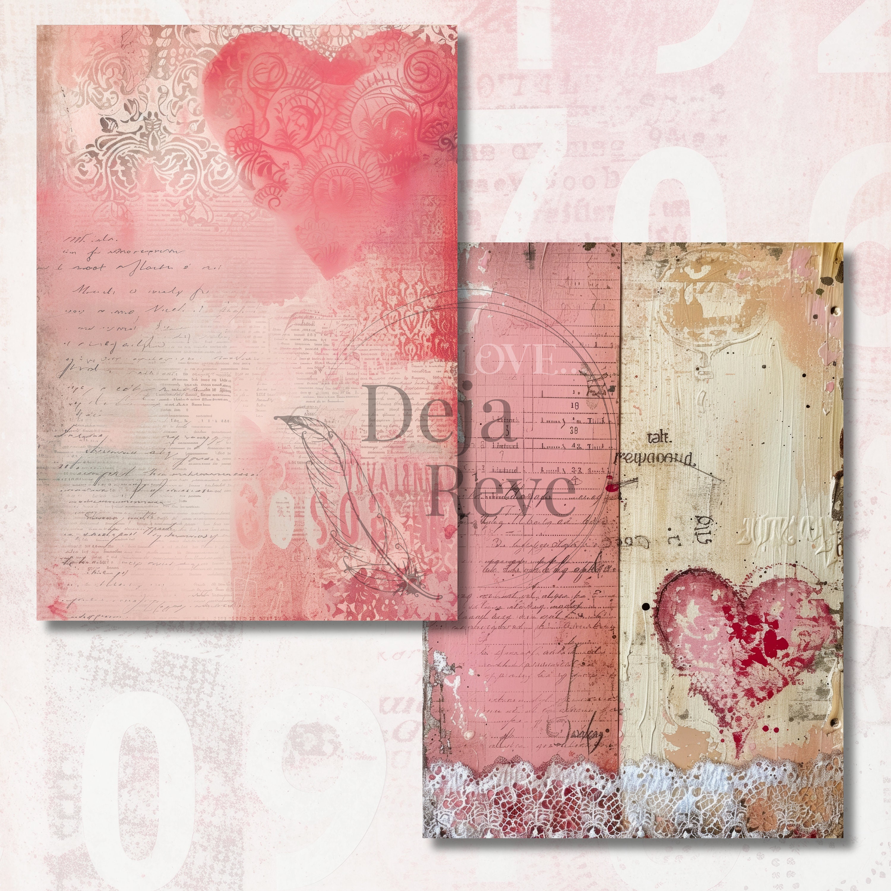 Coquette in Pink, Shabby Chic Collage Sheet, Junk Journal Paper Pack ...