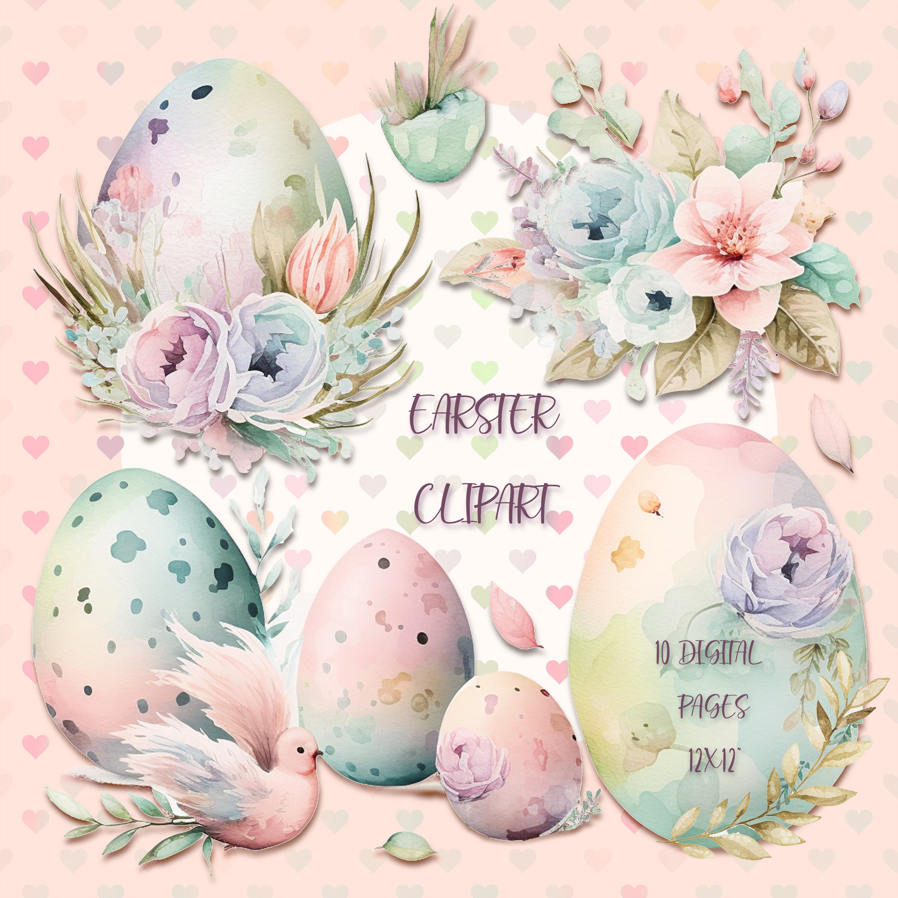 Easter Eggs Clipart, Transparent Patterns, Floral and Easter Clipart ...
