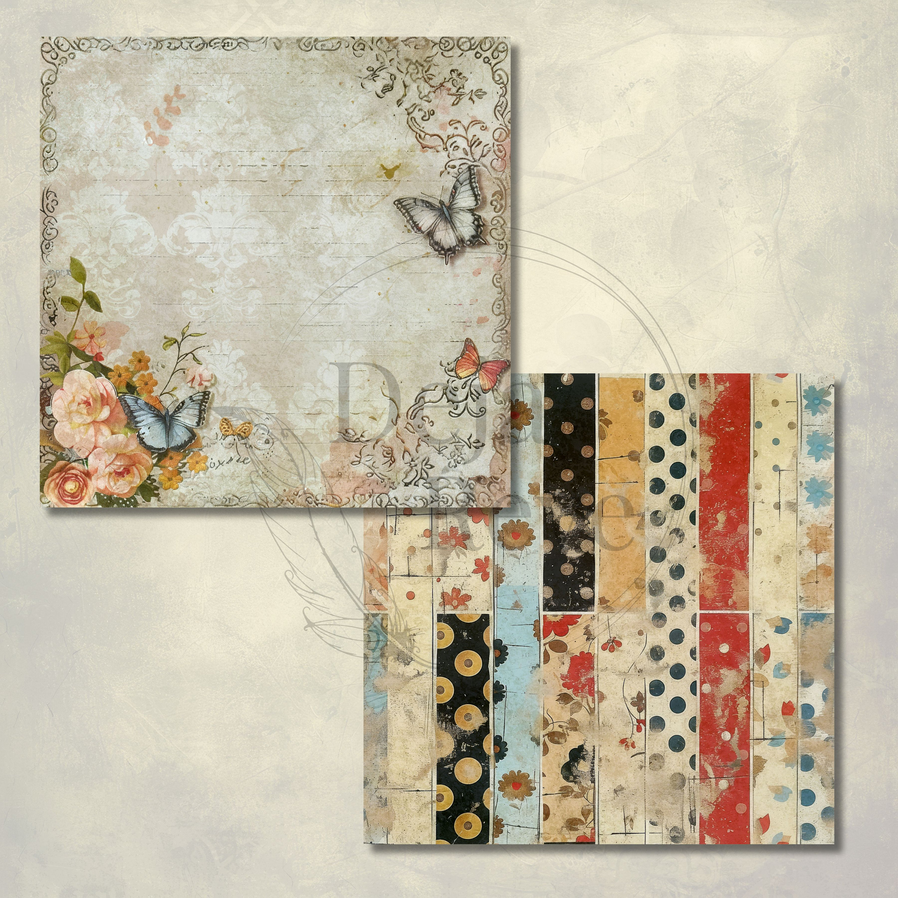 Vintage Spring Paper, Shabby Chic Scrapbook Pads, Grunge Sheets ...