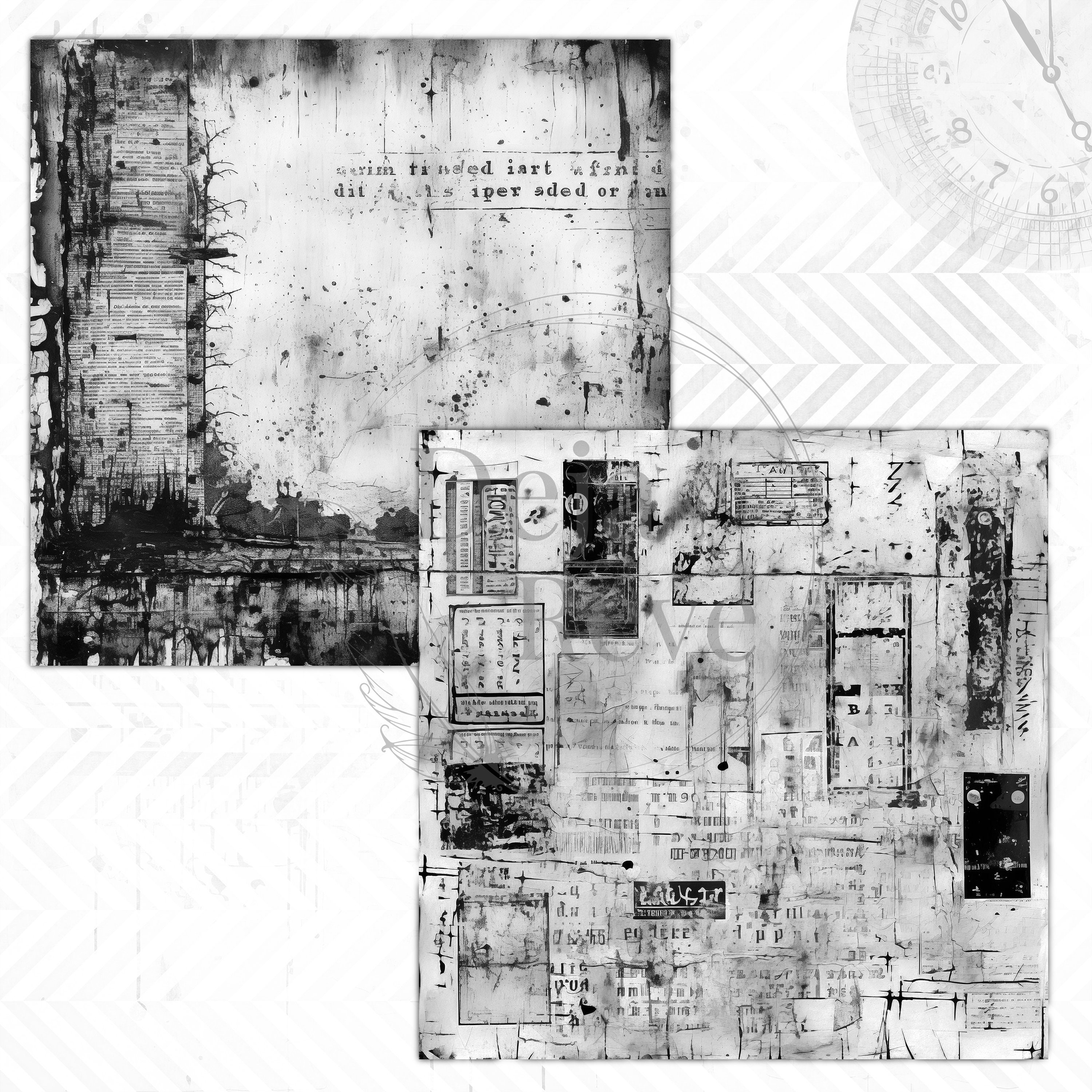 Faded Grunge Papers, Journal Insert, Junk Ephemera, Printable, Digital ...