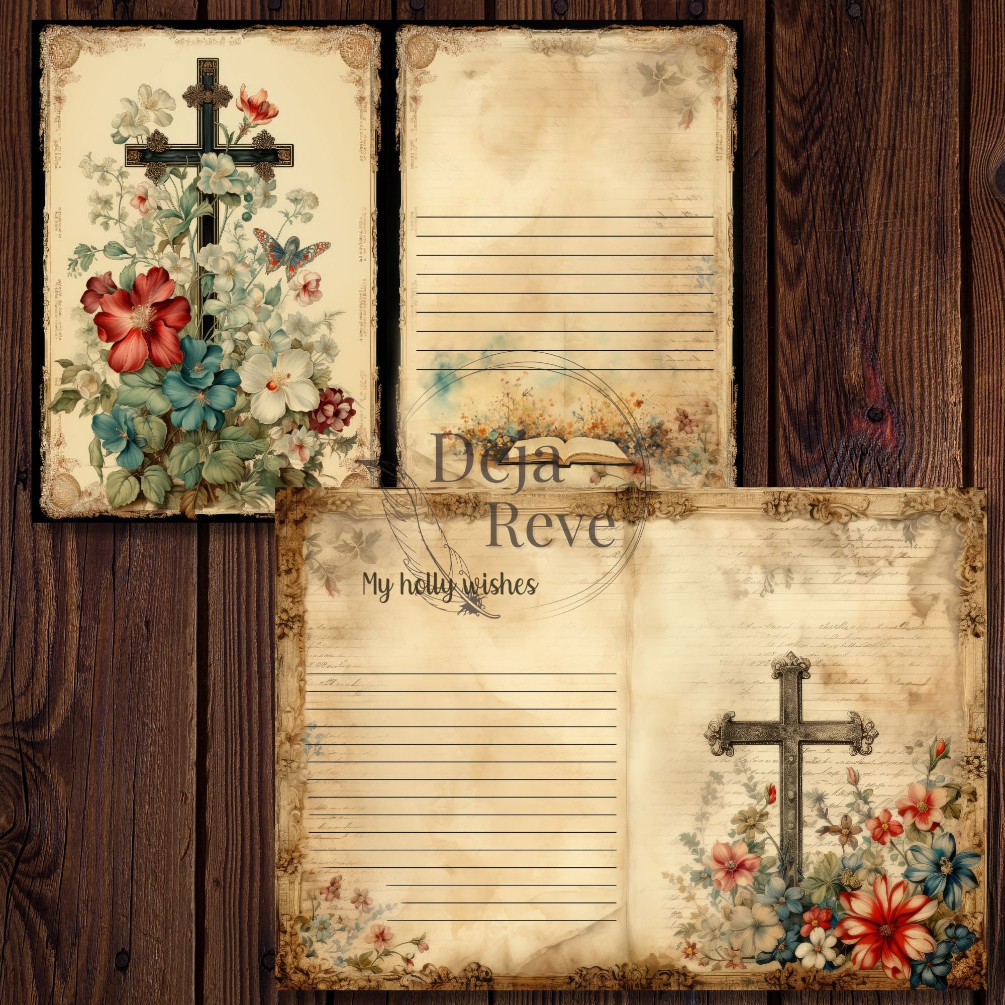 Vintage Christian Postcards: Shabby Religious Scrapbook Cards (digital ...