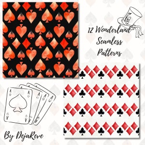 Wonderland Seamless Patterns, Digital Pages, Alice in Wonderland ...