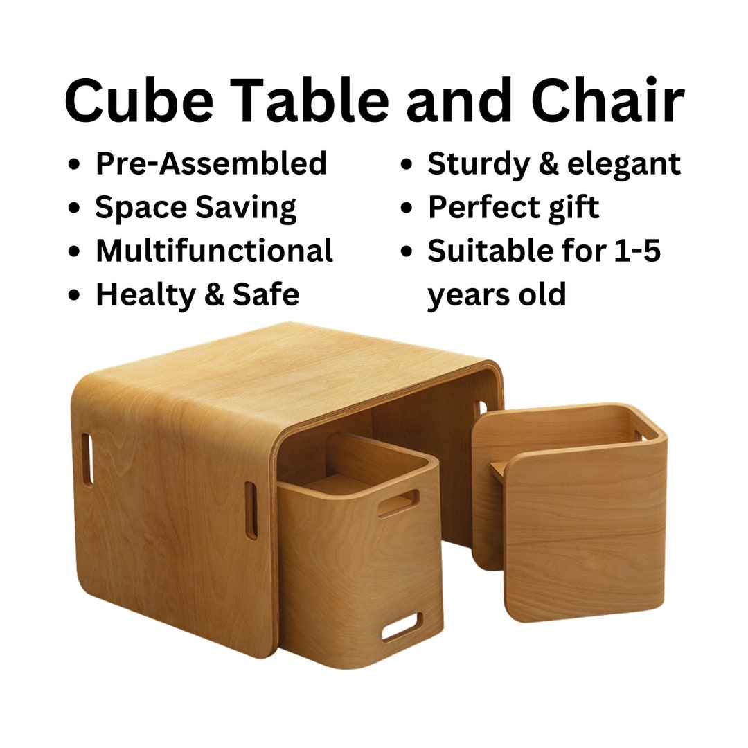 Montessori Kids Table and Chairs: Beech Plywood Activity Set - Etsy UK