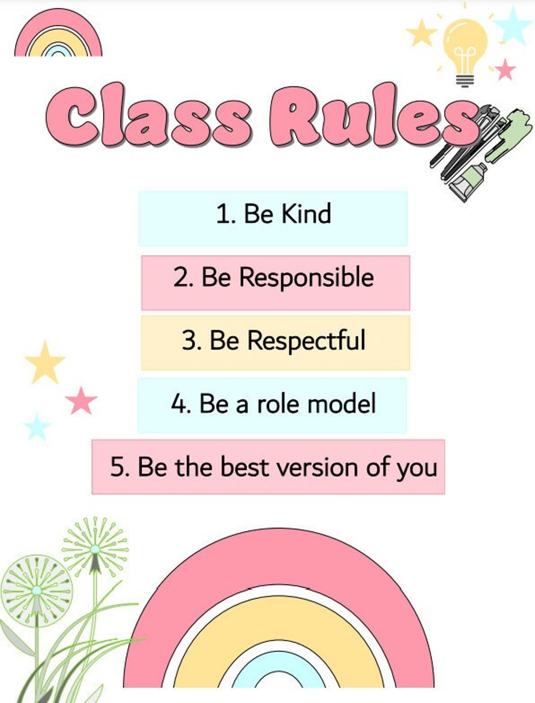 Class Rules Poster - Etsy