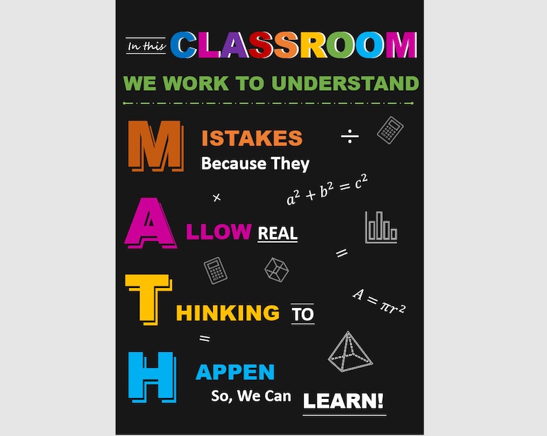 Motivational Math Poster - Etsy