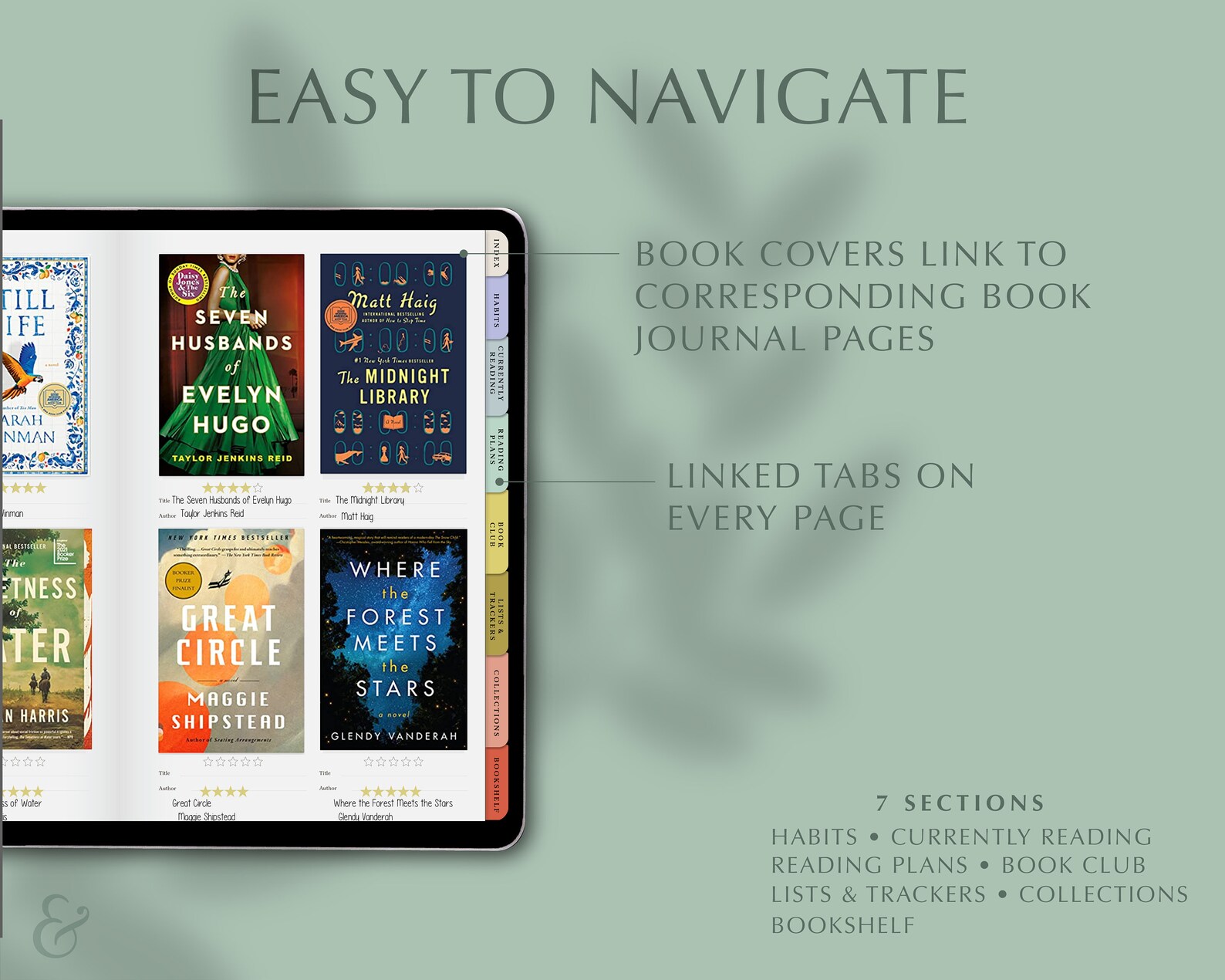 Digital Reading Journal Digital Book Journal Reading - Etsy