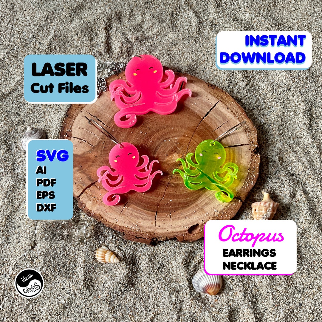 Digital File Octopus SVG Earrings and Pendant Laser Cutting File ...