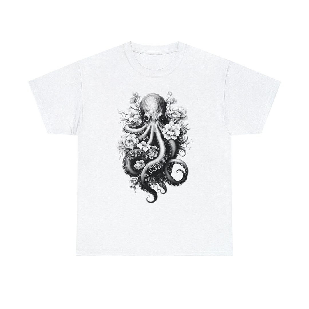 Octopus Ai Art Graphic Tee Ocean Themed, Unisex Cotton Tee, Octopus ...