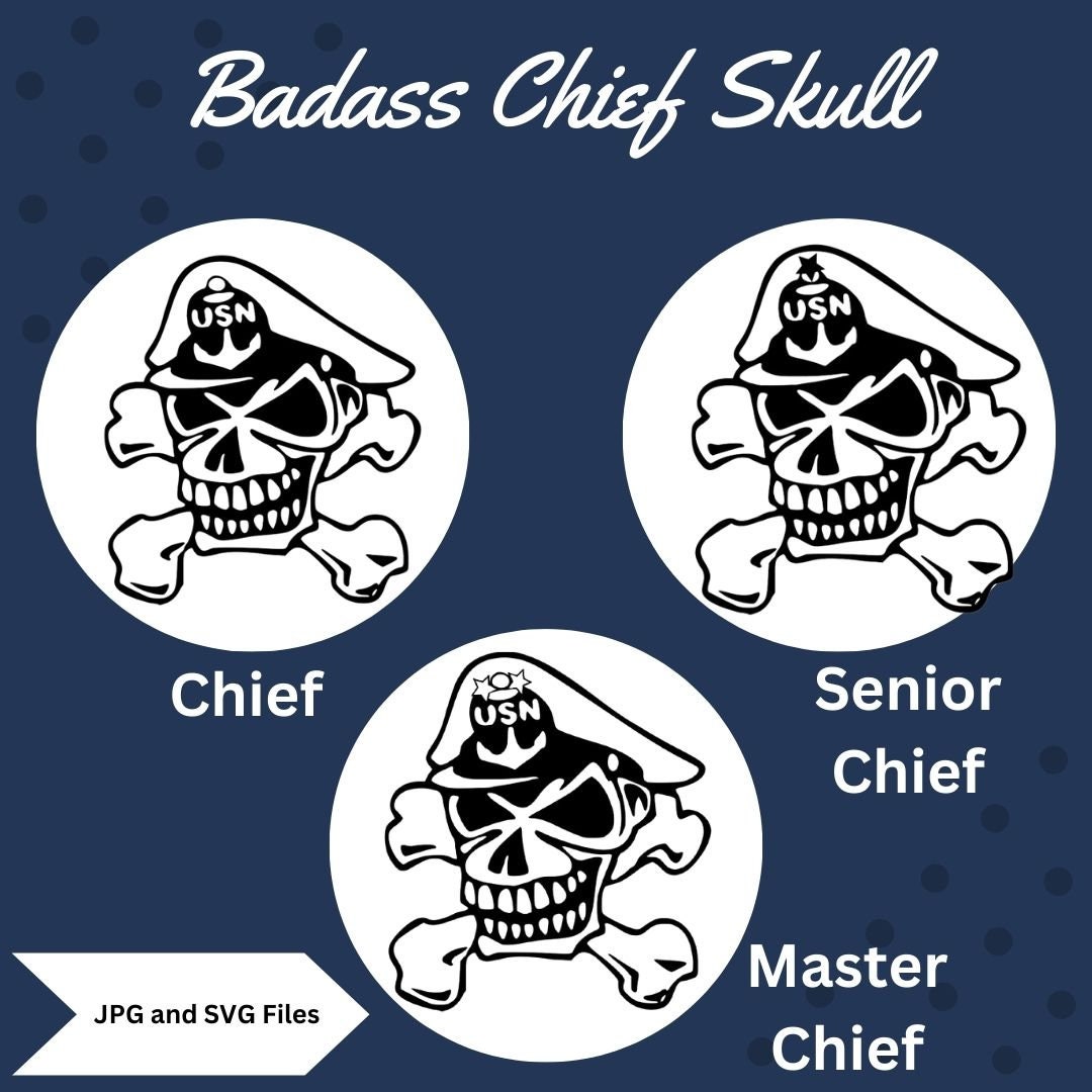US Navy Chief Skull Chief, Senior Chief, Master Chief .jpg .svg - Etsy