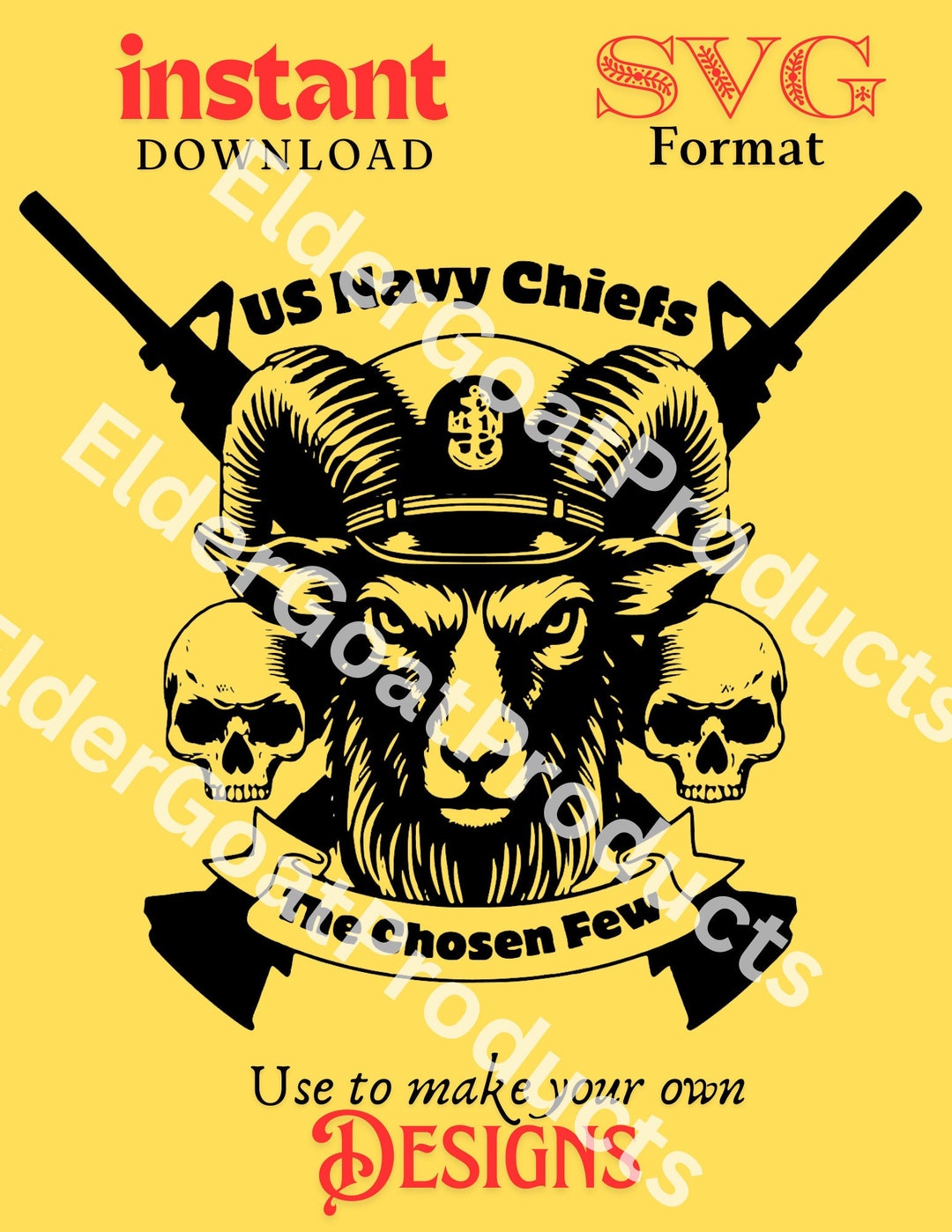 Chief Petty Officer Goat W/ Rifles SVG File Navy Chief Goatlocker Chief ...