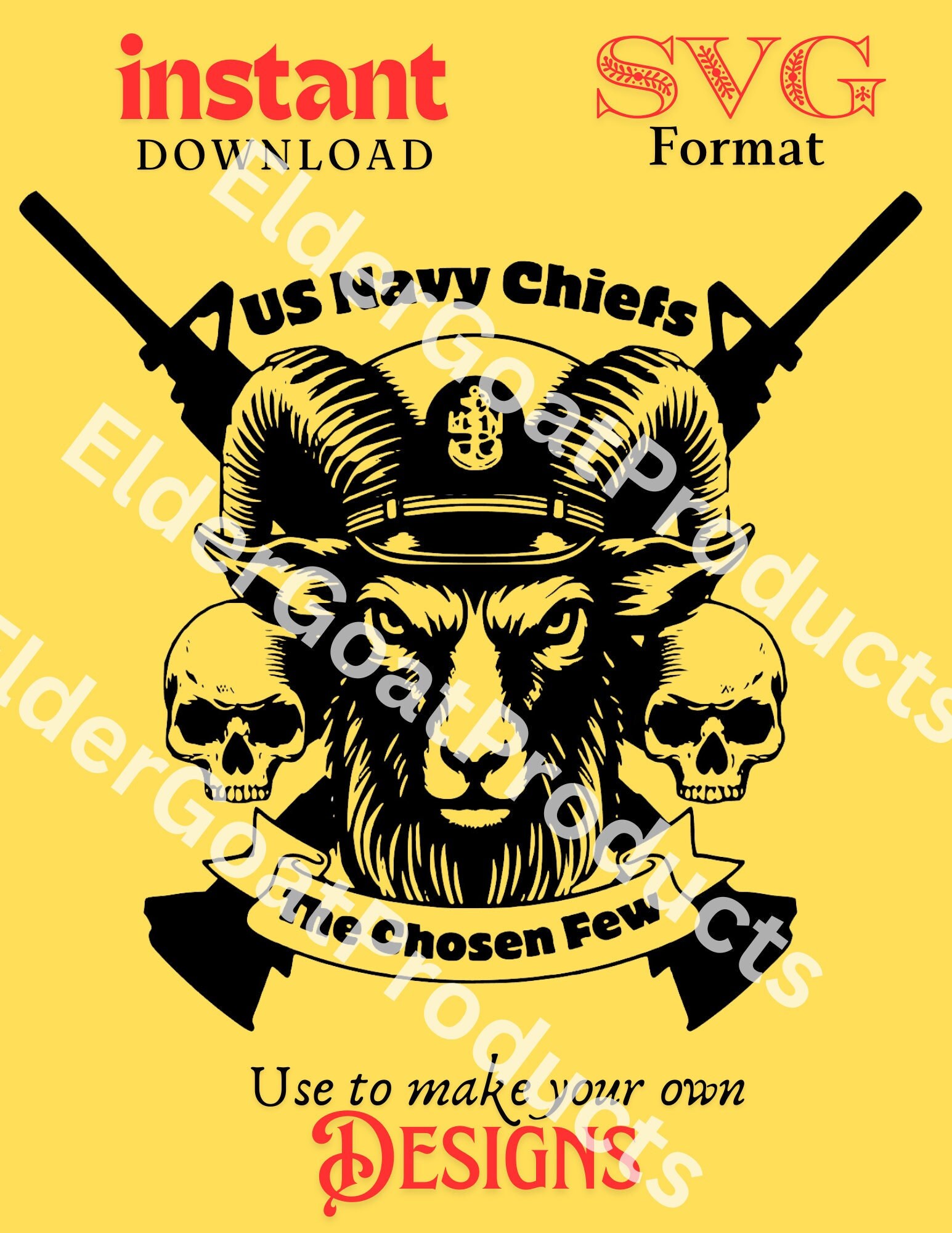 Chief Petty Officer Goat W/ Rifles SVG File Navy Chief Goatlocker Chief ...