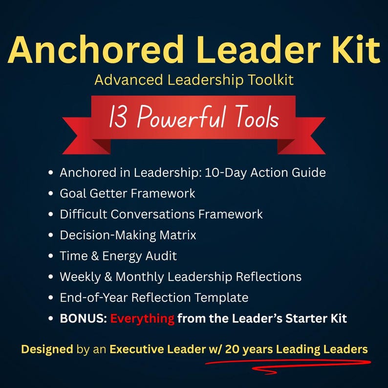 Anchored Leadership Toolkit Printable | Leadership Frameworks Bundle ...