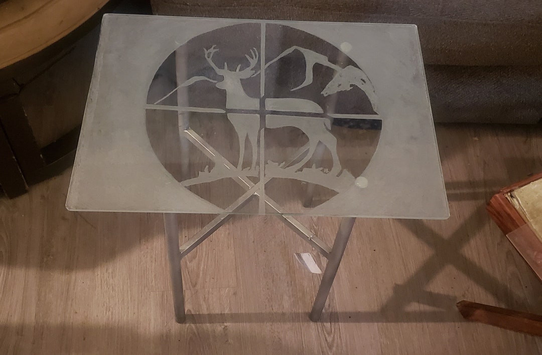 Hand Etched Glass Table - Etsy