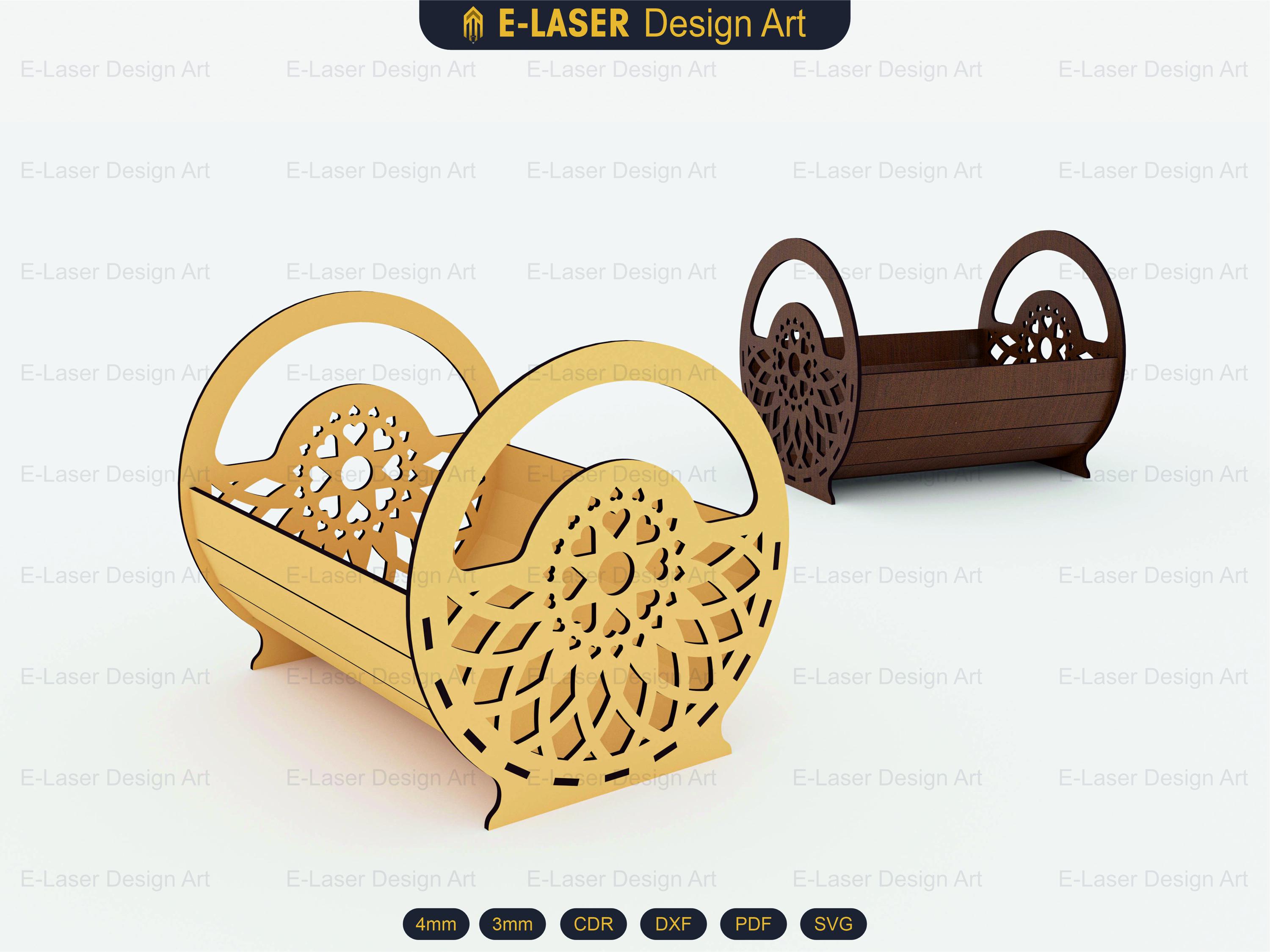Laser Cut Decorative Basket Svg Files, Vector Files for Laser Cutting ...