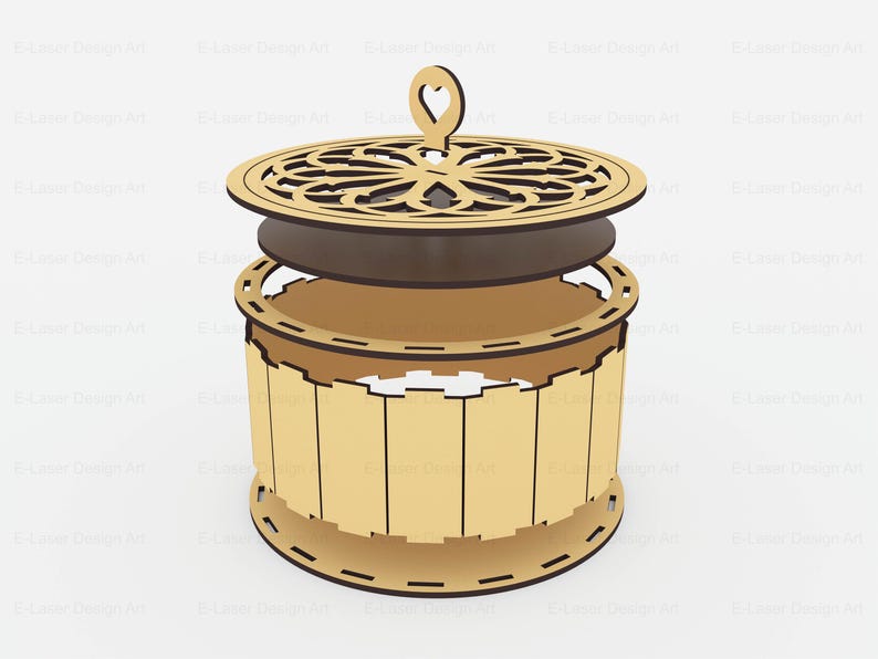 Decorative Round Box Laser Cut Svg Files, Laser Cut Gift Box, Vector ...