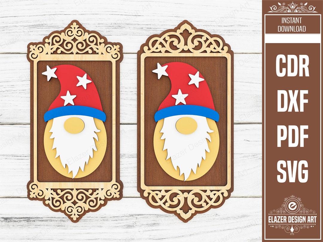 Framed Gnome Laser Cut Svg Files, Vector Files for Laser Cutting - Etsy