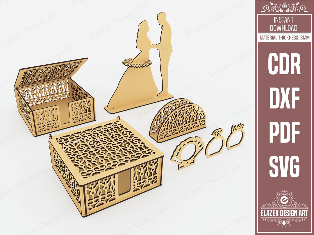 6 Pcs Napkin Holder Laser Cut Svg Files, Napkin Holder Bundle Files ...