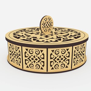 6 Different Patterned Decorative Round Box Laser Cut Svg Files, Laser ...