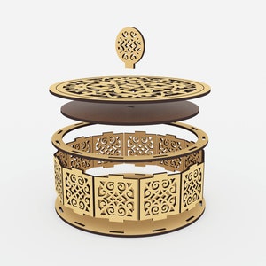 6 Different Patterned Decorative Round Box Laser Cut Svg Files, Laser ...