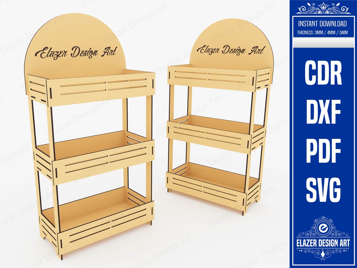 Laser Cut Display Stand Svg Files 3 Shelf Display Stand - Etsy