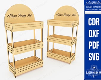 Display Stand Laser Cut Svg Files , 3 Shelf Display Stand Files, Vector ...