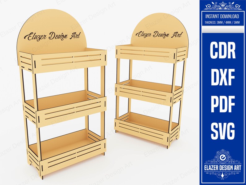 Laser Cut Display Stand Svg Files 3 Shelf Display Stand - Etsy