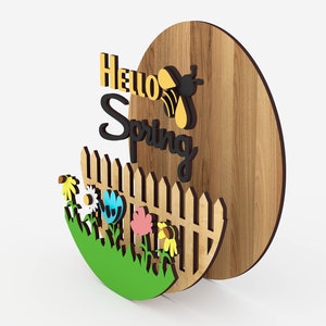 Hello Spring Laser Cut Door Hanger Svg Files, Vector Files for Laser ...