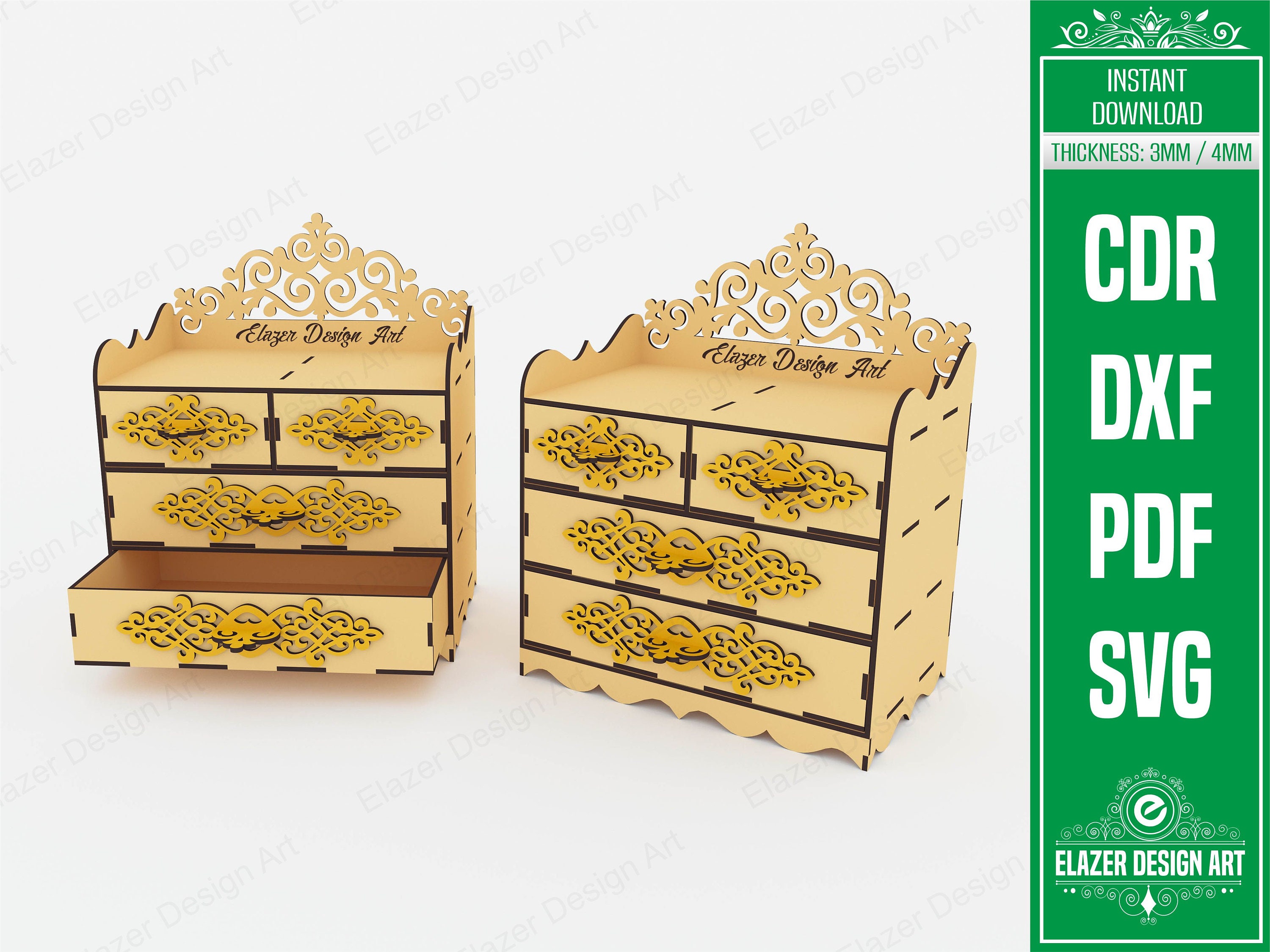 Chest of Drawers Laser Cut Svg Files Decorative Jewelry Box - Etsy UK