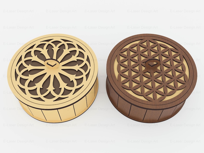 Decorative Round Box Laser Cut Svg Files, Laser Cut Gift Box, Vector ...