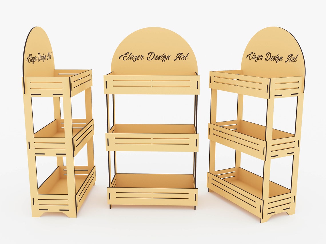 Laser Cut Display Stand Svg Files 3 Shelf Display Stand - Etsy