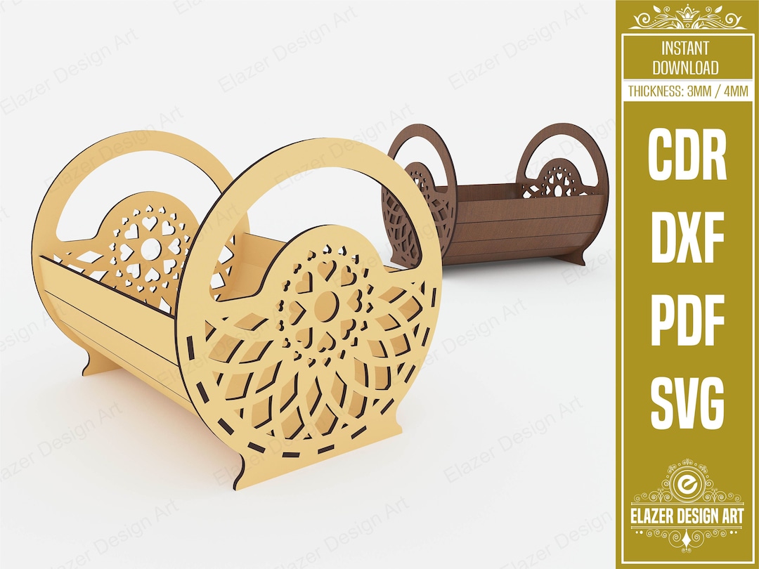 Laser Cut Decorative Basket Svg Files, Vector Files for Laser Cutting ...
