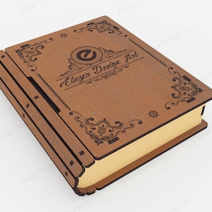 Slider Book Box Laser Cut Svg Files, Wood Gift Slider Book Box, Vector ...