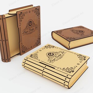 Slider Book Box Laser Cut Svg Files, Wood Gift Slider Book Box, Vector ...
