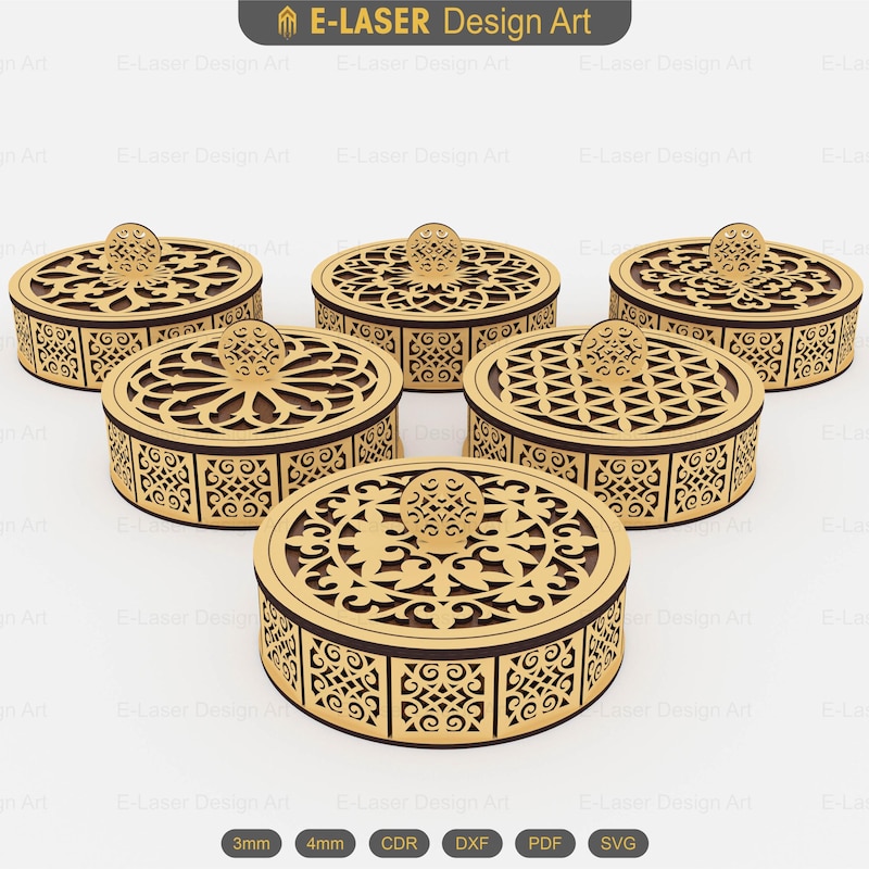 Round Decorative Box Svg - Etsy