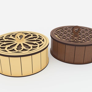 Decorative Round Box Laser Cut Svg Files, Laser Cut Gift Box, Vector ...