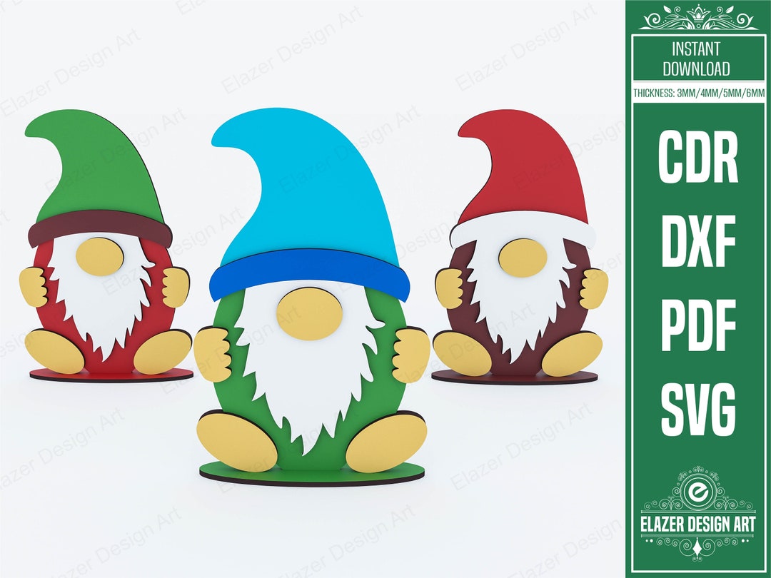 Gnome Laser Cut Svg Files, Vector Files for Laser Cutting - Etsy