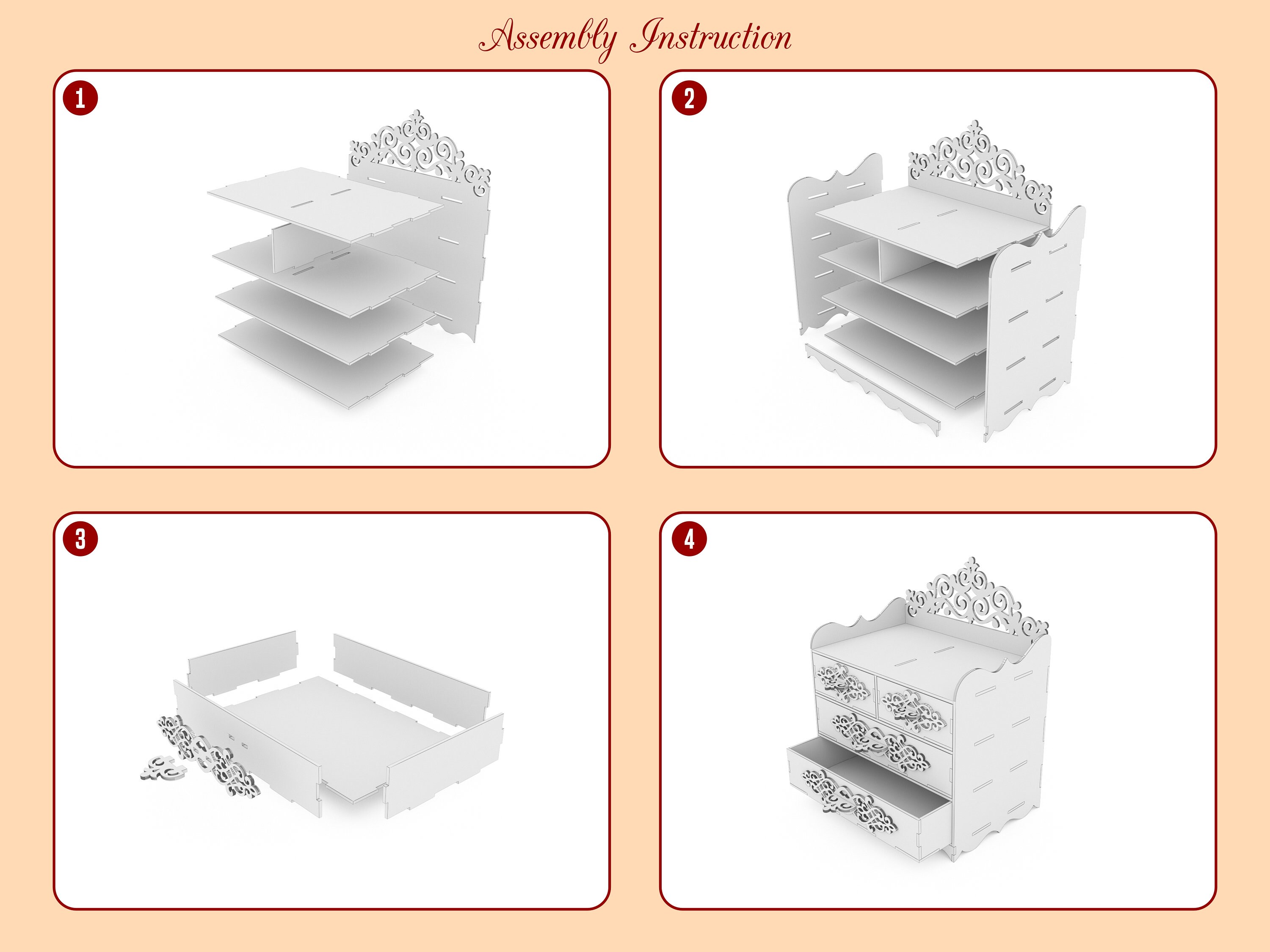 Chest of Drawers Laser Cut Svg Files Decorative Jewelry Box - Etsy UK