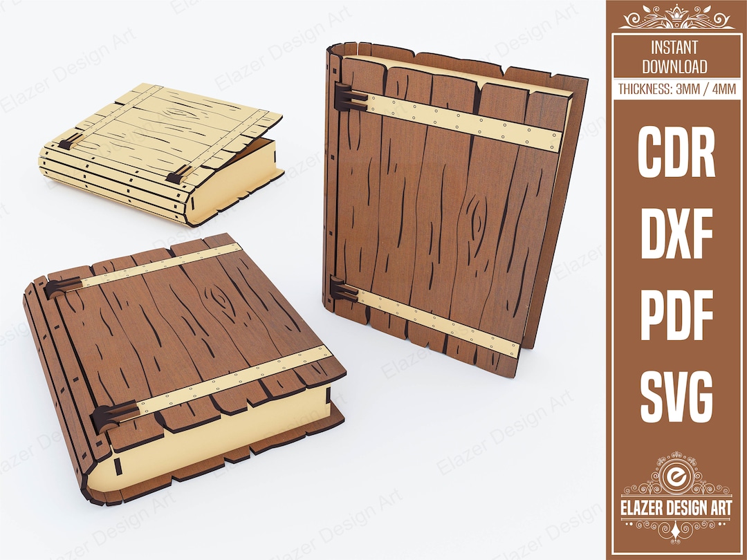 Book Box Laser Cut Svg Files, Wood Gift Book Box, Vector Files for ...