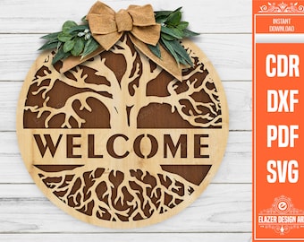 Laser Cut Round Door Sign SVG Bundle, Home Sweet Home Laser Cut File ...