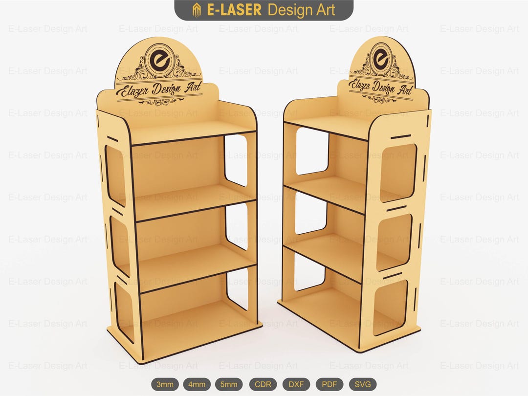Laser Cut Display Stand Svg Files, 4 Shelf Display Stand - Etsy