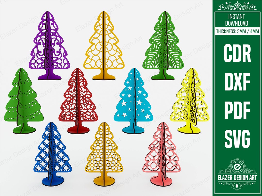 10 Different Tree Laser Cut Svg Files, Vector Files for Laser Cutting ...
