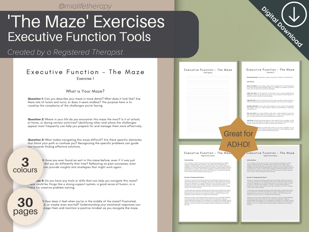 Executive Function Tools, ADHD Worksheet, ADHD Resource, Therapist ...