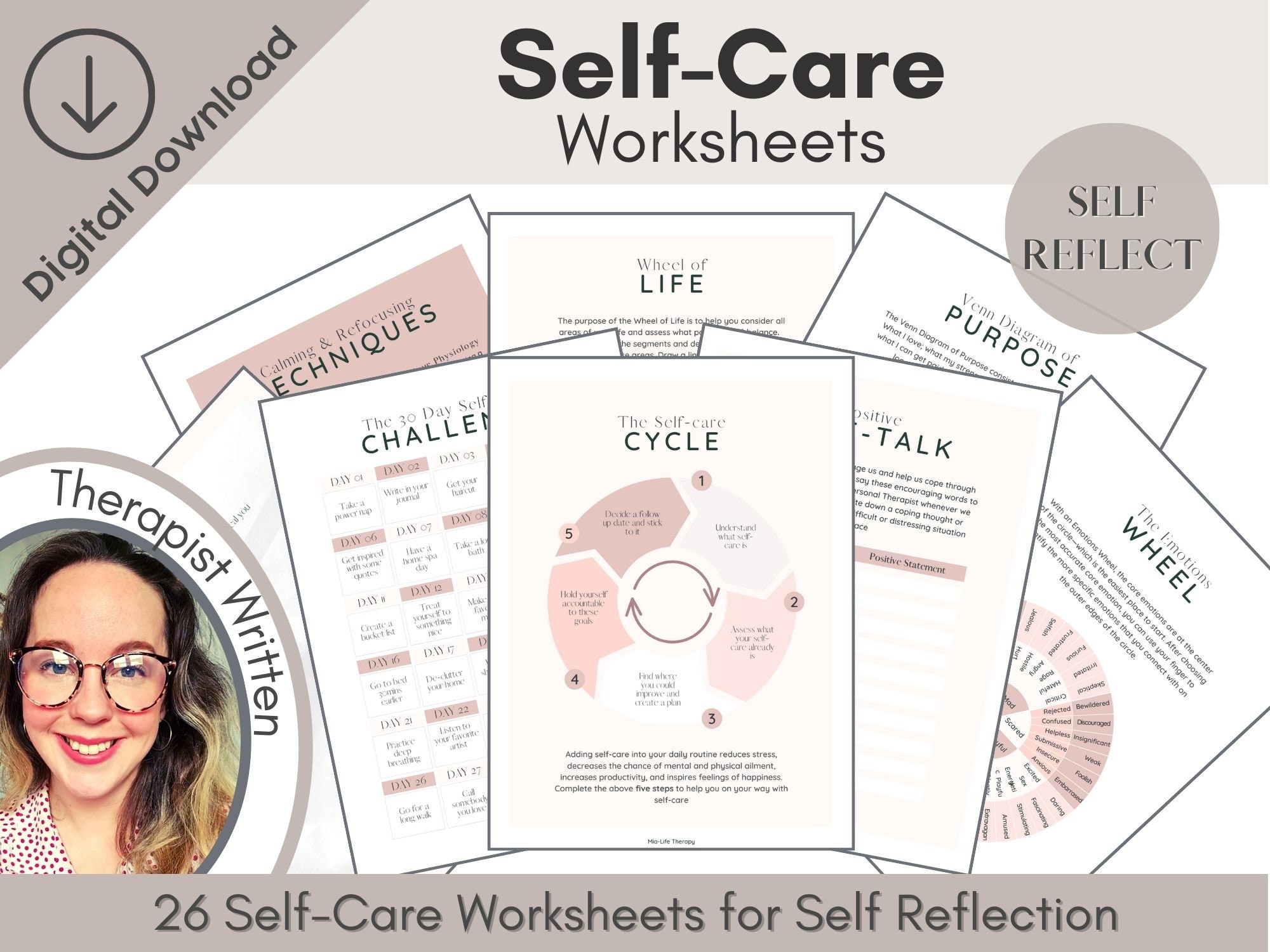 26 Self Care Worksheets for Self Reflection, Therapy Worksheets, Goal ...