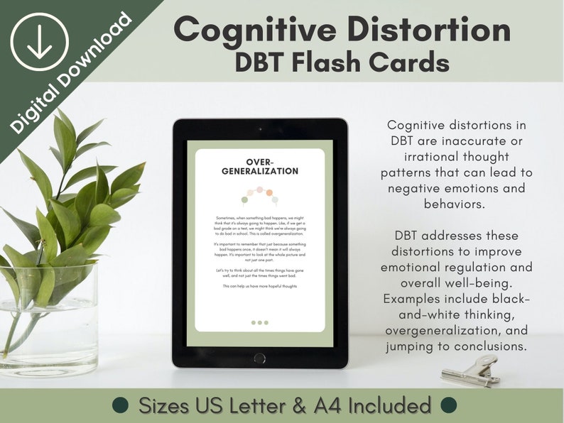 Cognitive Distortions Cards, Unhelpful Thinking Styles Worksheets ...