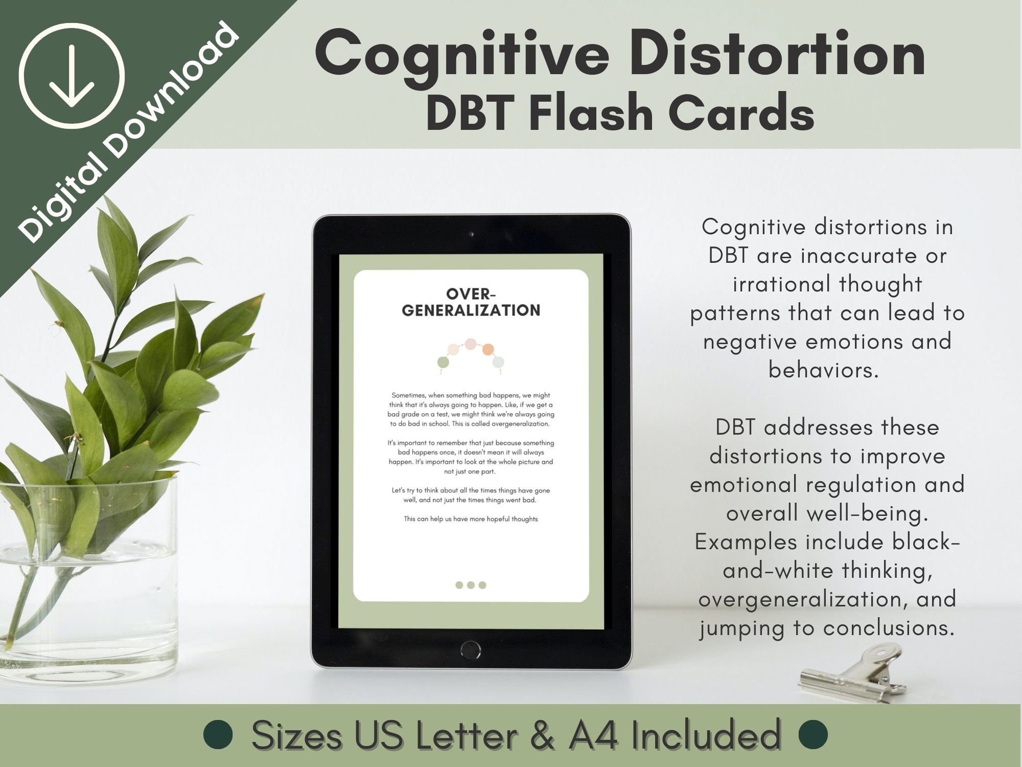 Cognitive Distortions Cards, Unhelpful Thinking Styles Worksheets ...